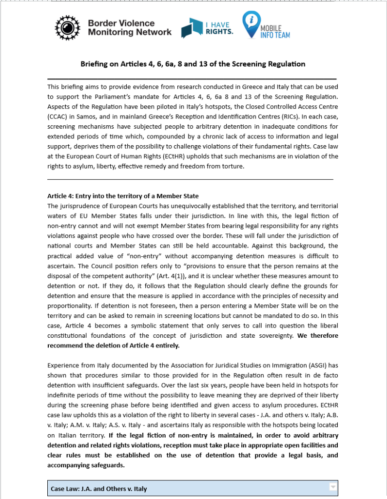 Briefing for November 6 Trilogue on the Screening Regulation - BVMN